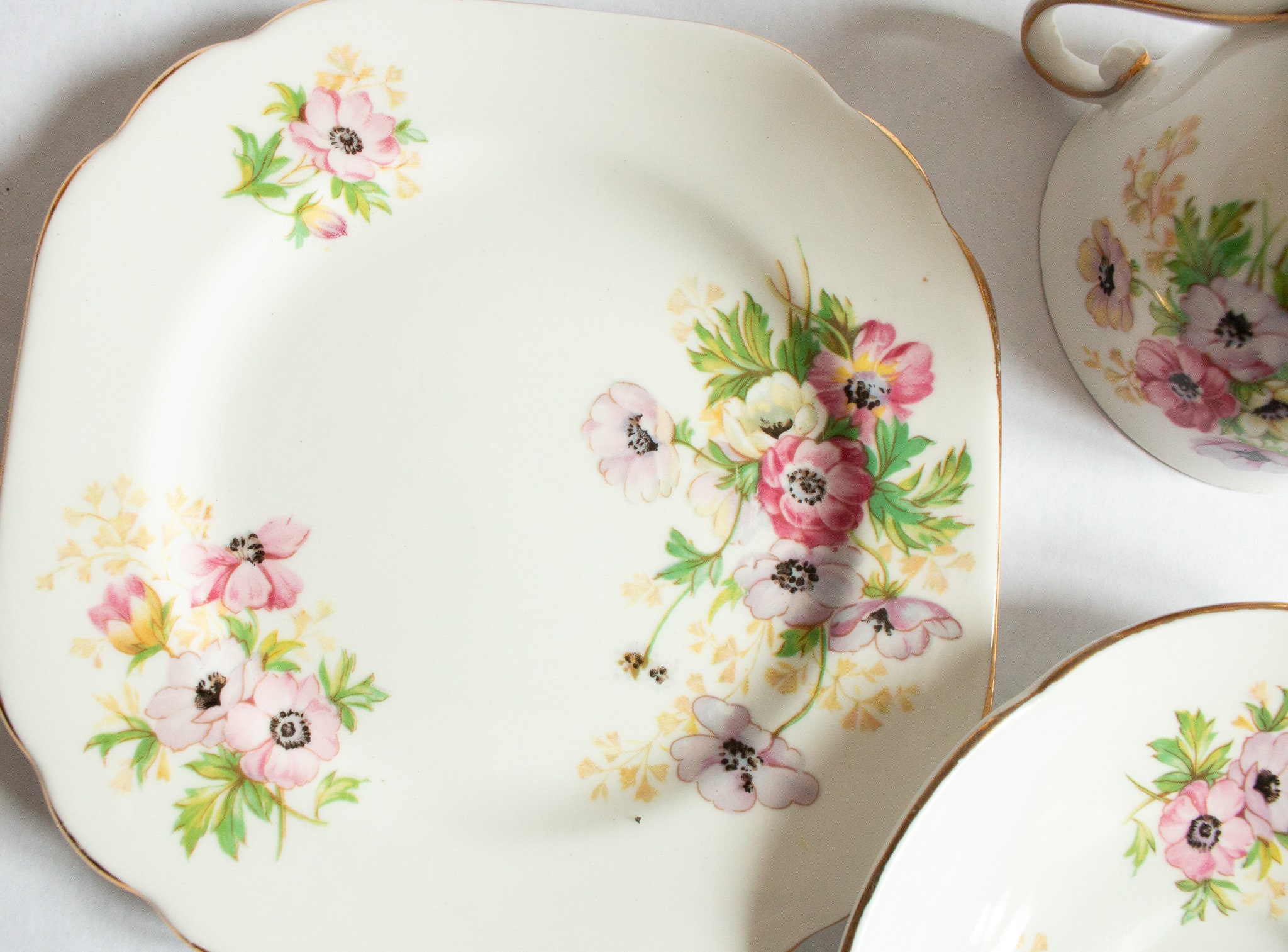 Stanley Fine Bone China Teacup Trio With Floral Detail | Etsy