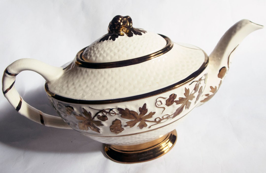 Wade White and Bronze Teapot - Etsy