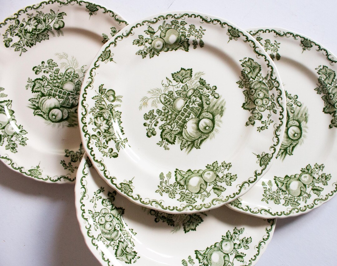 Masons Ironstone 'fruit Basket' Pattern Green and White Transferware 7. ...