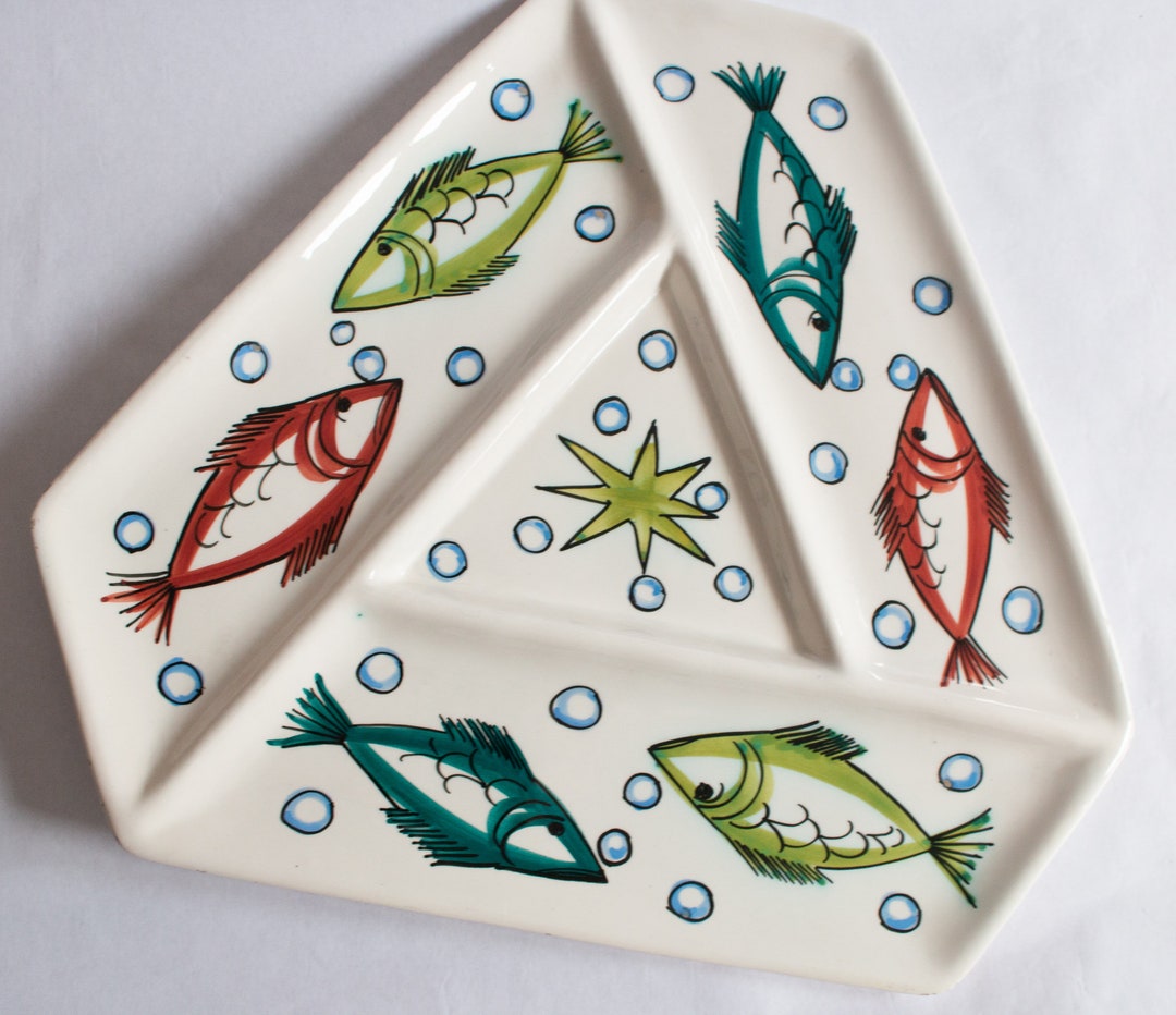 Vintage Italian Hors D' Oeuvres Serving Dish With Fish Motifs, Vintage ...
