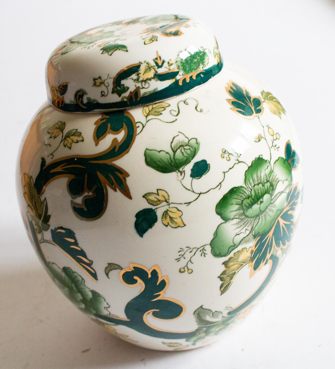 Mason's Ironstone 'chartreuse' Pattern Large Ginger Jar, Vintage Masons Ironstone, Vintage ...