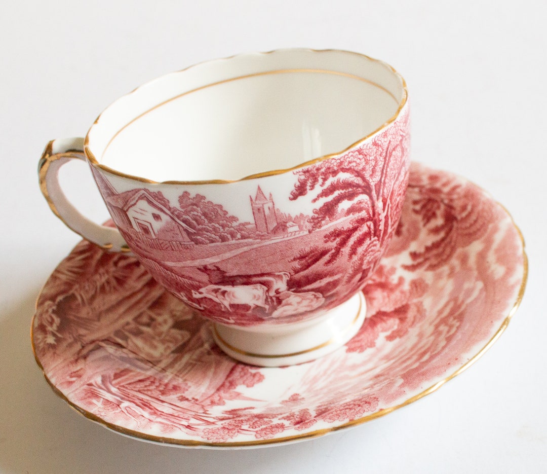 H. M. Sutherland China 'rural Scenes' Pattern Red and White ...