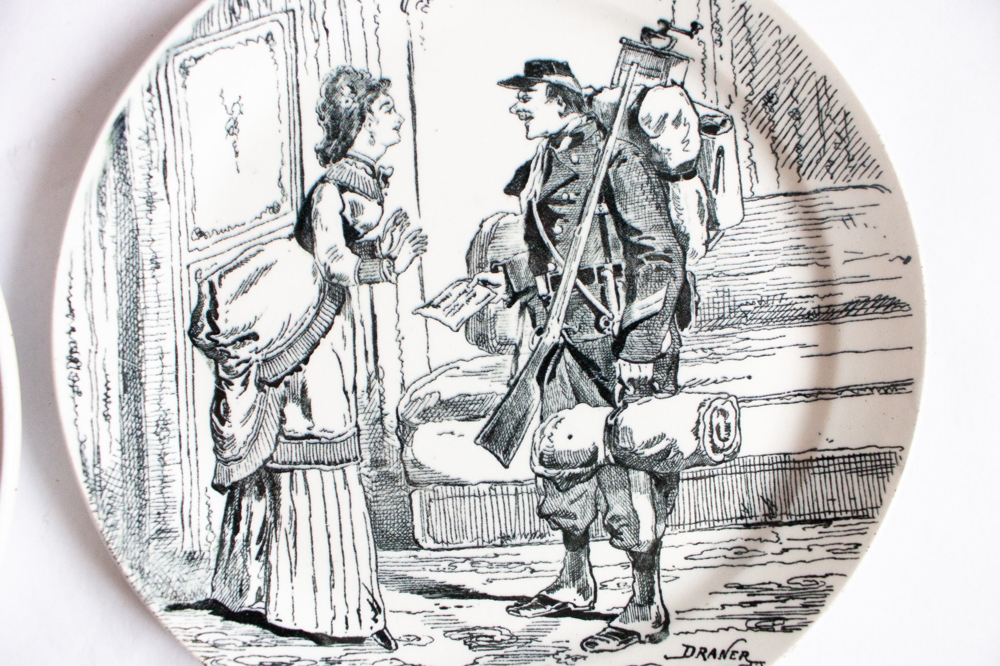 Antique Creil & Montereau 'paris Assiege' Black and White Earthenware ...