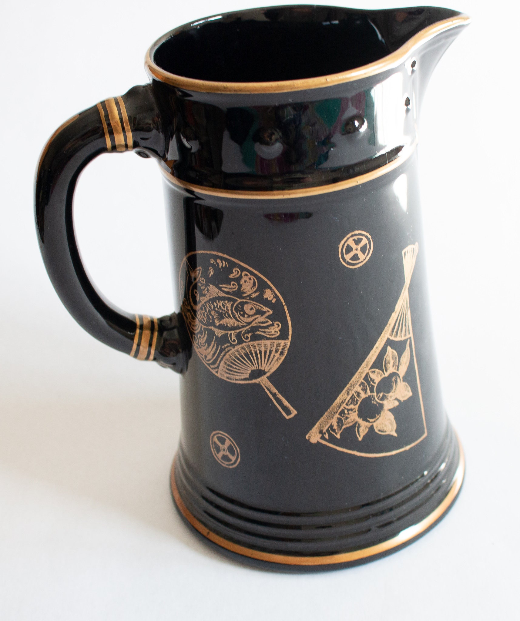 Antique Jackfield Type Black and Gold Jug Vintage Black Jugs | Etsy