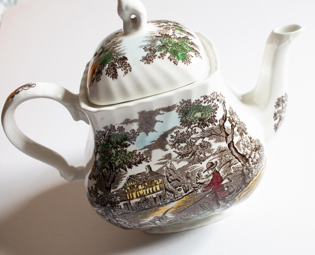 Myott 'the Hunter' Pattern Large Brown and White Transferware Teapot ...