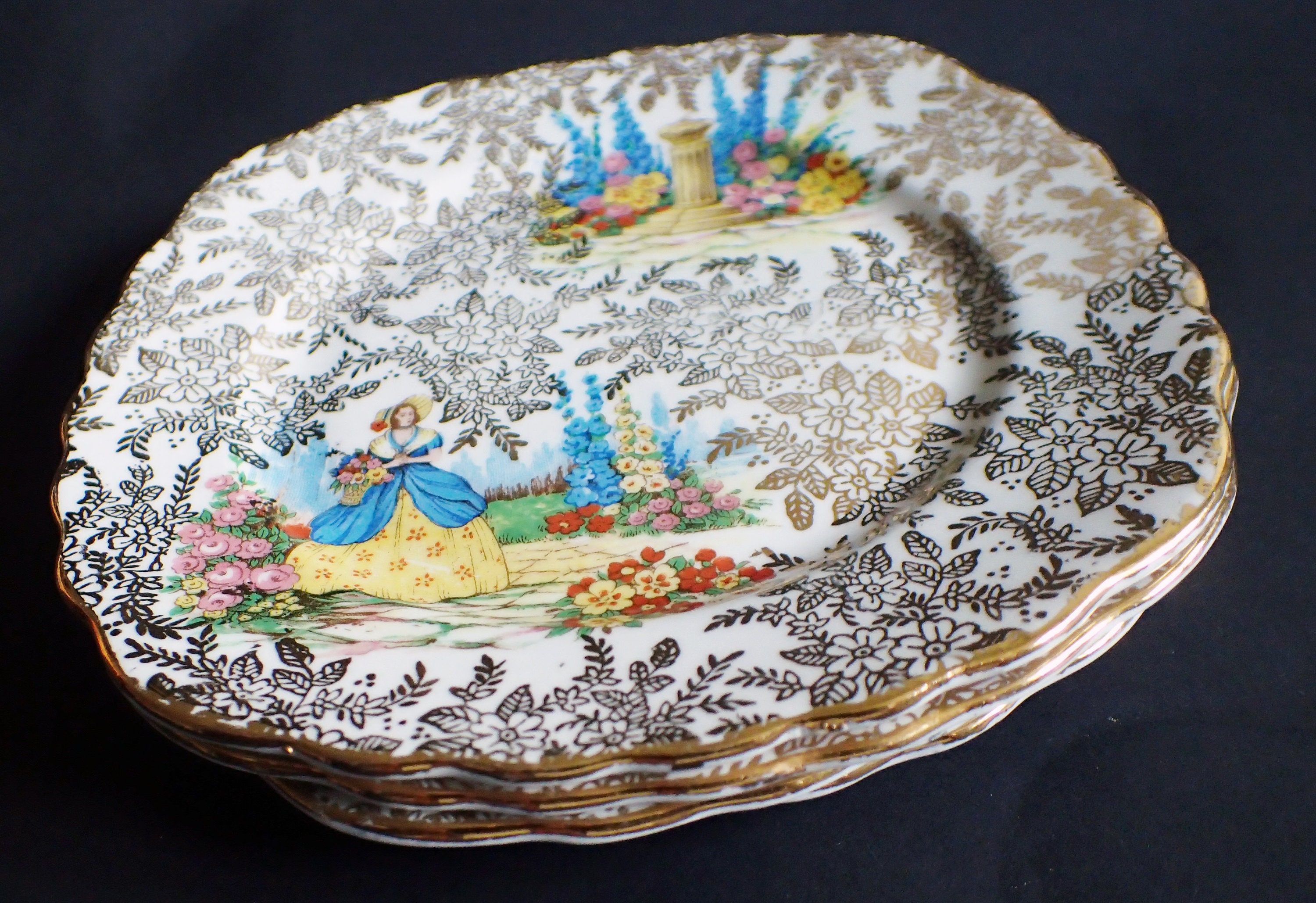 Colclough 'crinoline Lady' Fine Bone China Side Plates (4) - Etsy Australia