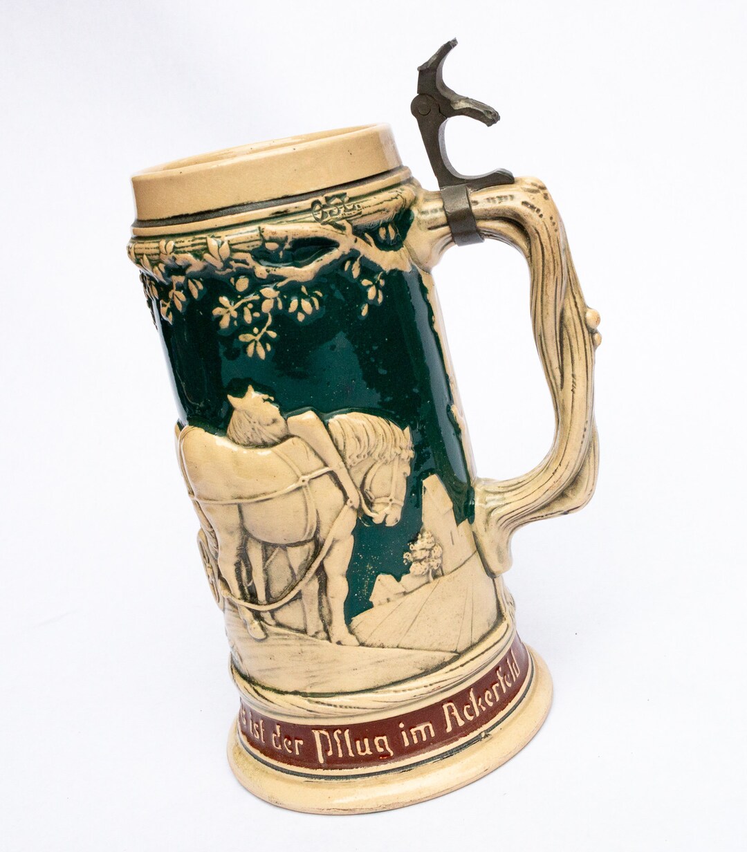 Vintage German Beer Stein Tankard With Hinged Pewter Lid, Vintage Beer ...