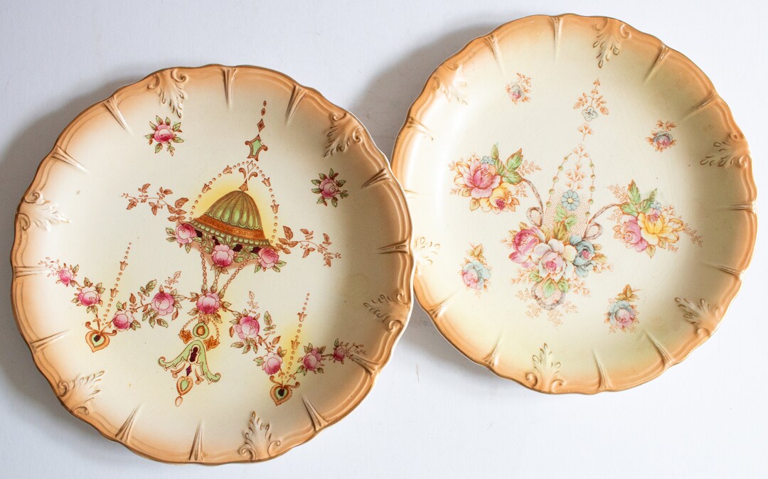 Crown Devon Fieldings Stoke on Trent 'etna' and 'wye' Pattern Blushware ...