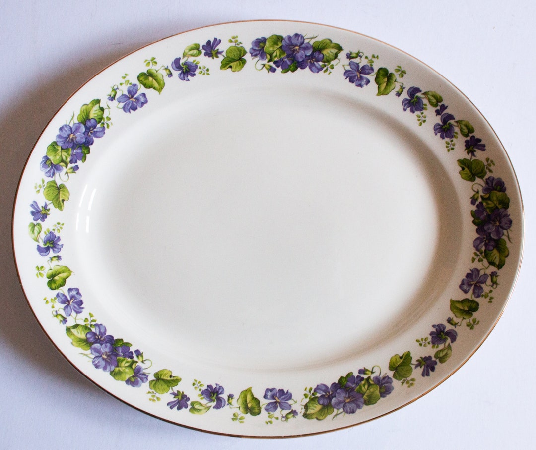 Swinnertons Staffordshire Oval Serving Platter Violet Floral Detail ...