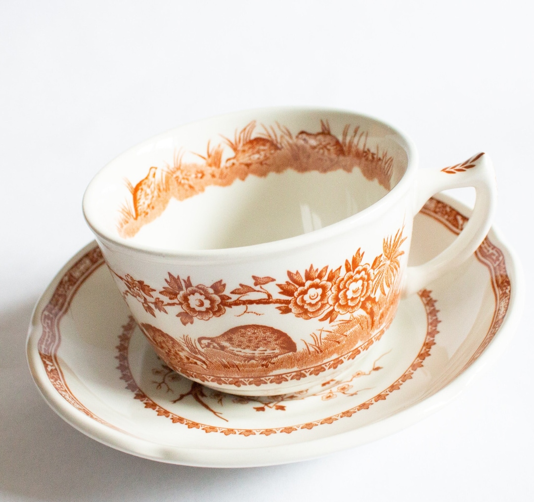 Vintage Furnivals 'quail' Pattern Brown and White Transferware Cup and ...