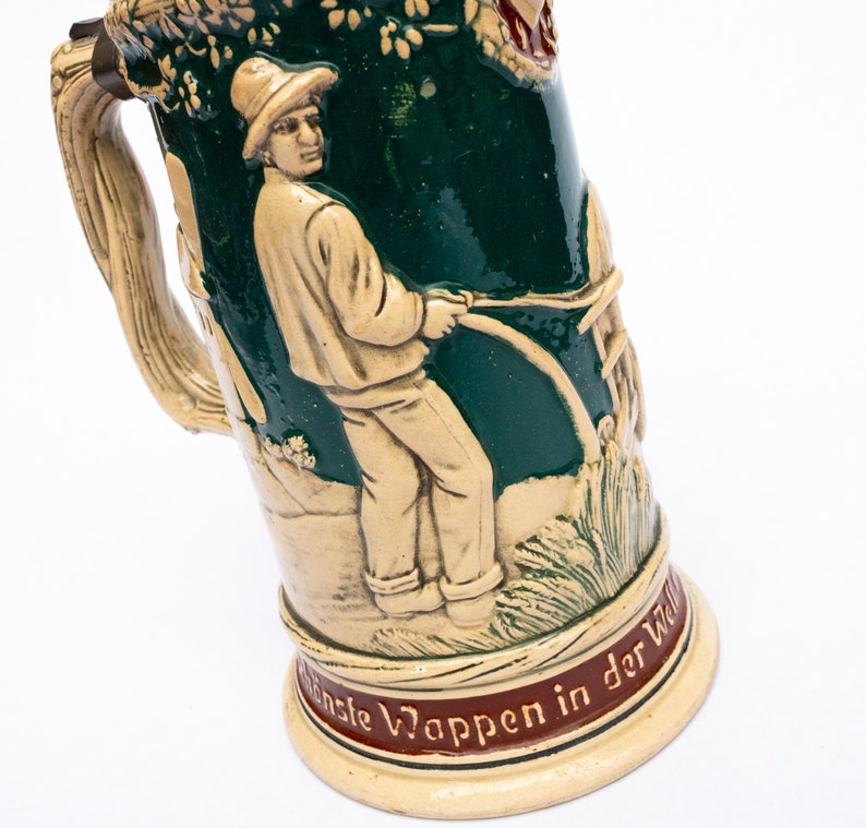 Vintage German Beer Stein Tankard With Hinged Pewter Lid, Vintage Beer ...