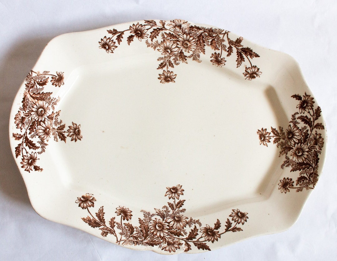 Pearson Pottery Co. Hanley 'daisy' Large Brown Transferware Meat ...