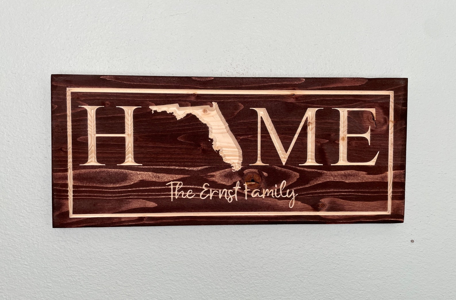 Custom CNC Carved Wood Personalized Family Name Sign With - Etsy