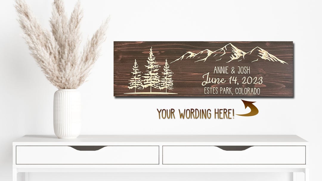 Custom Mountain Cabin Sign - CNC Carved Wood With Pine Trees ...