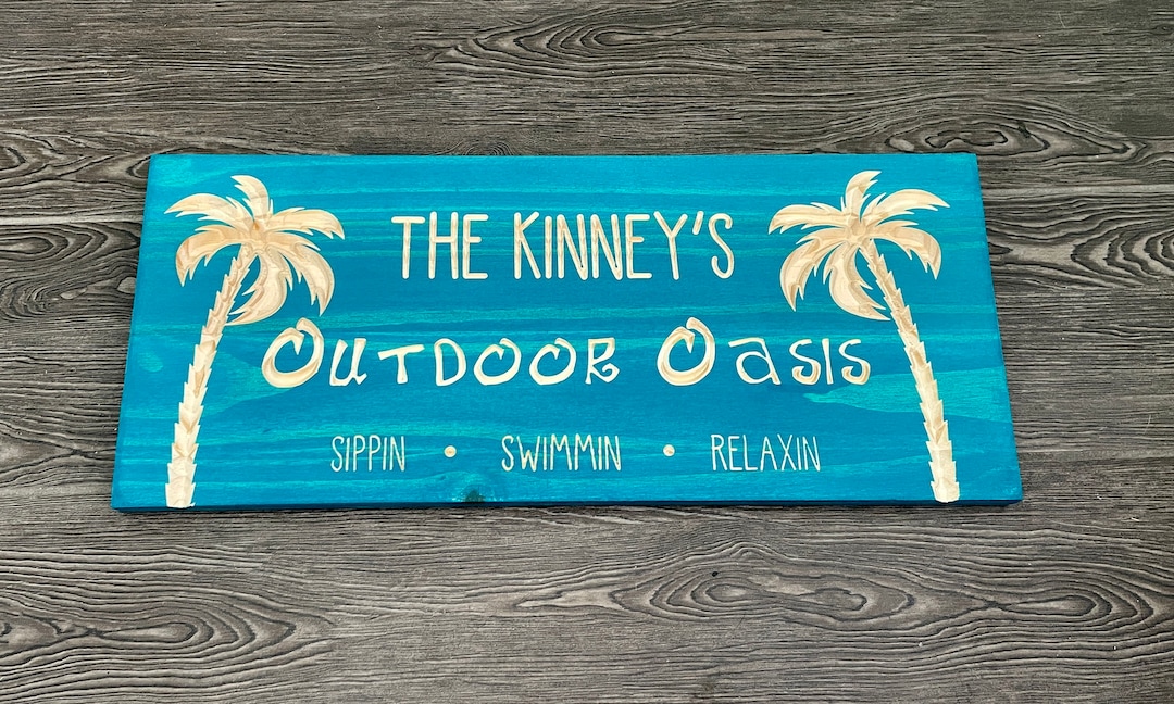 Custom CNC Carved Wood Backyard Sign Personalized Outdoor Oasis Sign ...