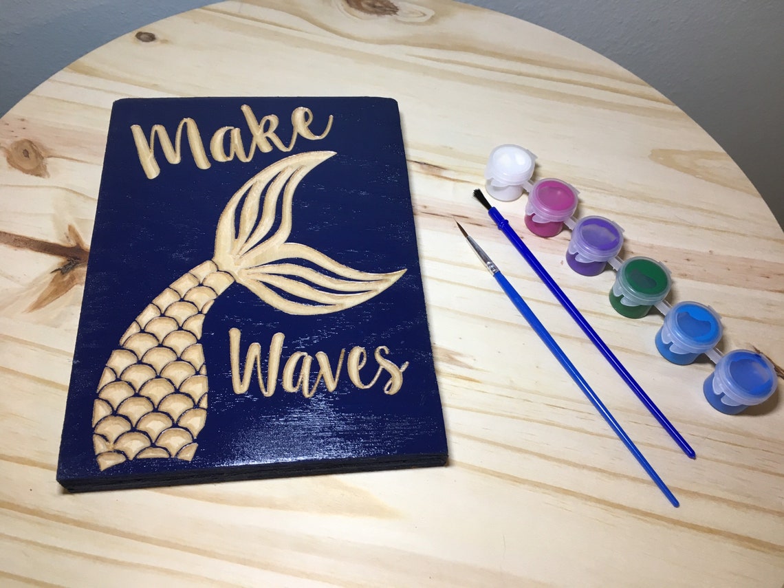DIY Kit: Mermaid Wood Sign Paint Craft Kit Adult Craft Kit | Etsy
