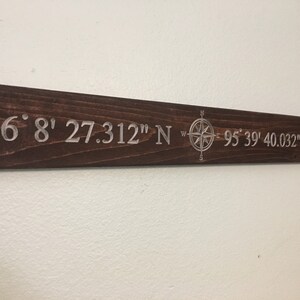 Personalized Coordinates With Compass Rose - Custom CNC Carved Sign - Etsy