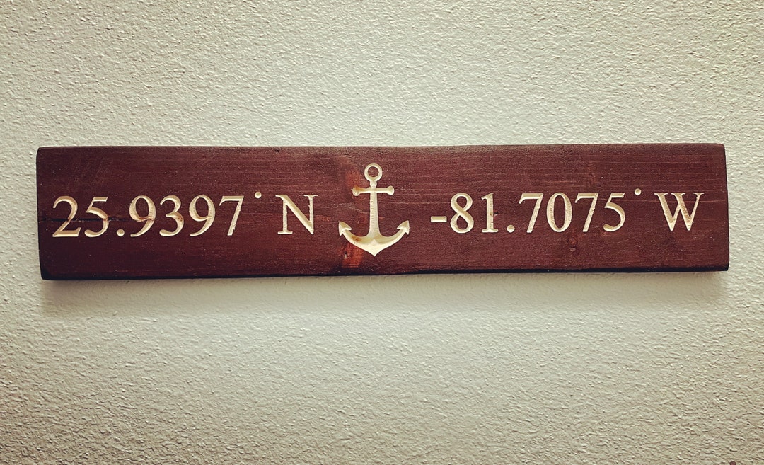 Custom CNC Carved Wood Latitude-longitude Sign | Personalized ...
