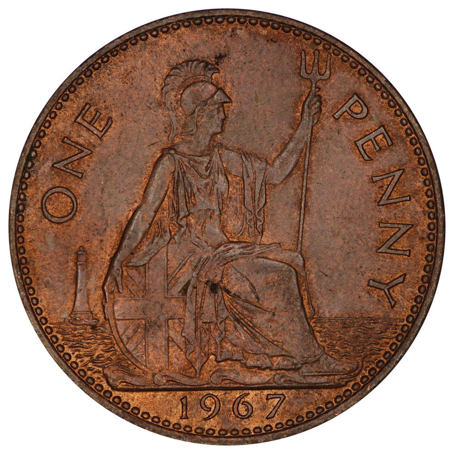 1967 Elizabeth II Penny Bronze Coin of Great Britain - Etsy