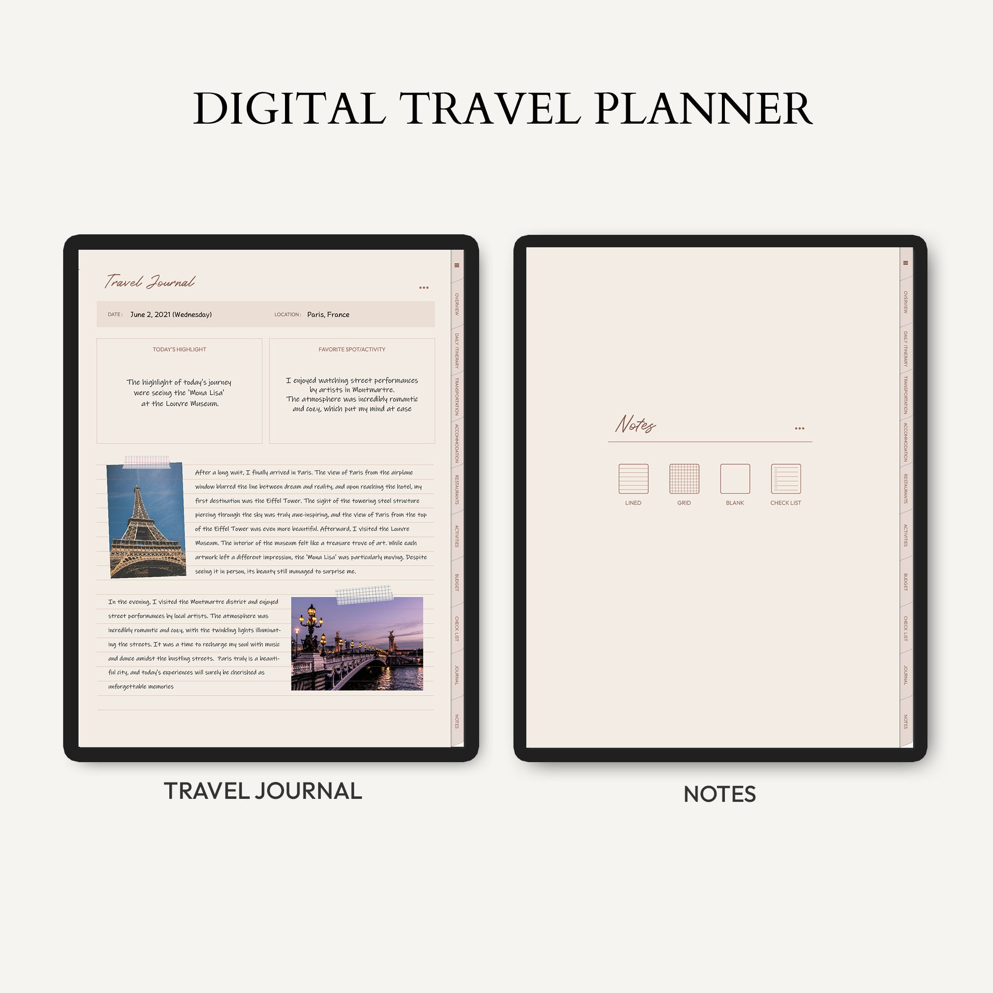 Digital Travel Planner, Goodnotes Travel Planner, Travel Itinerary ...