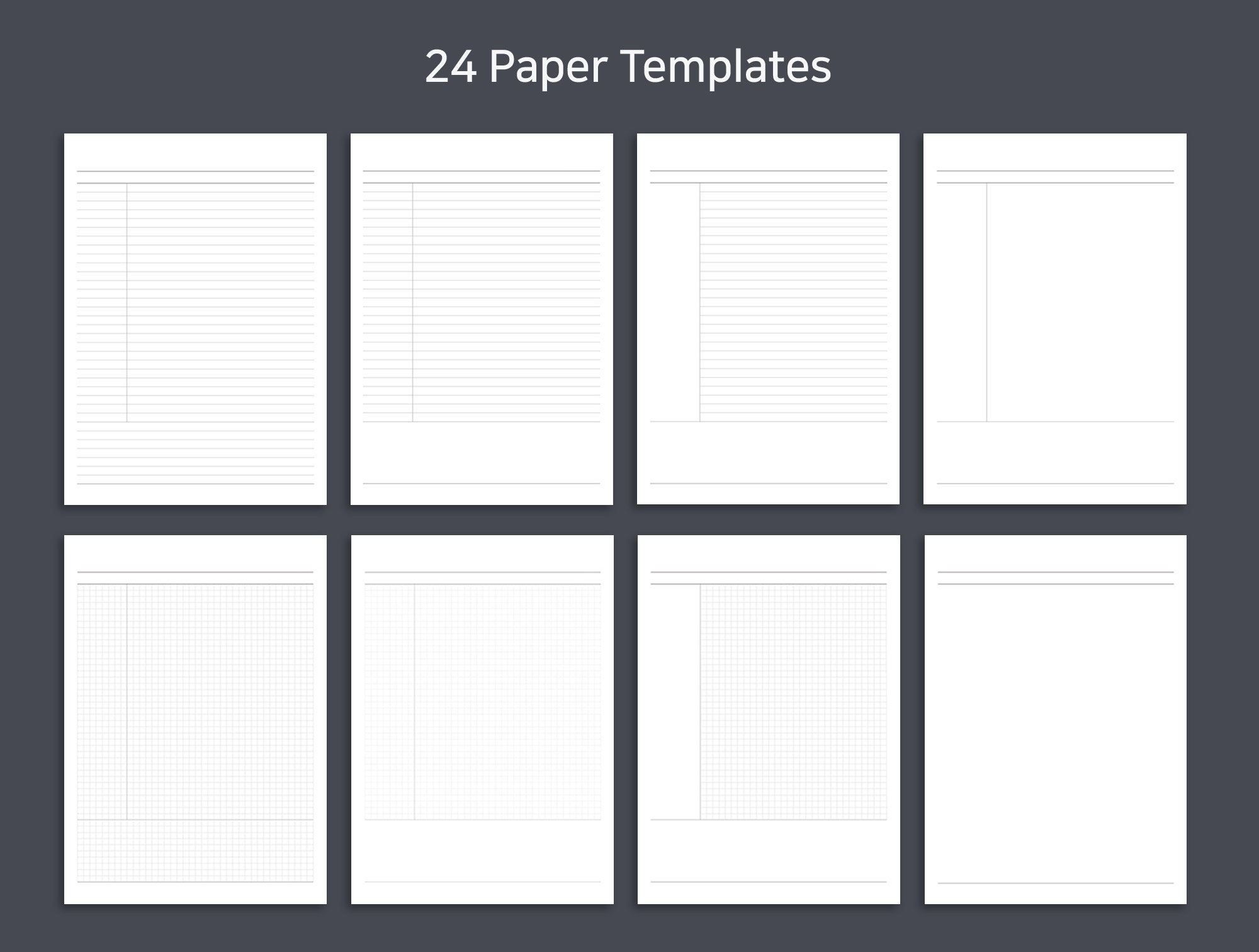 24 Digital Note Taking Paper Template for Goodnotes Notability A4 ...