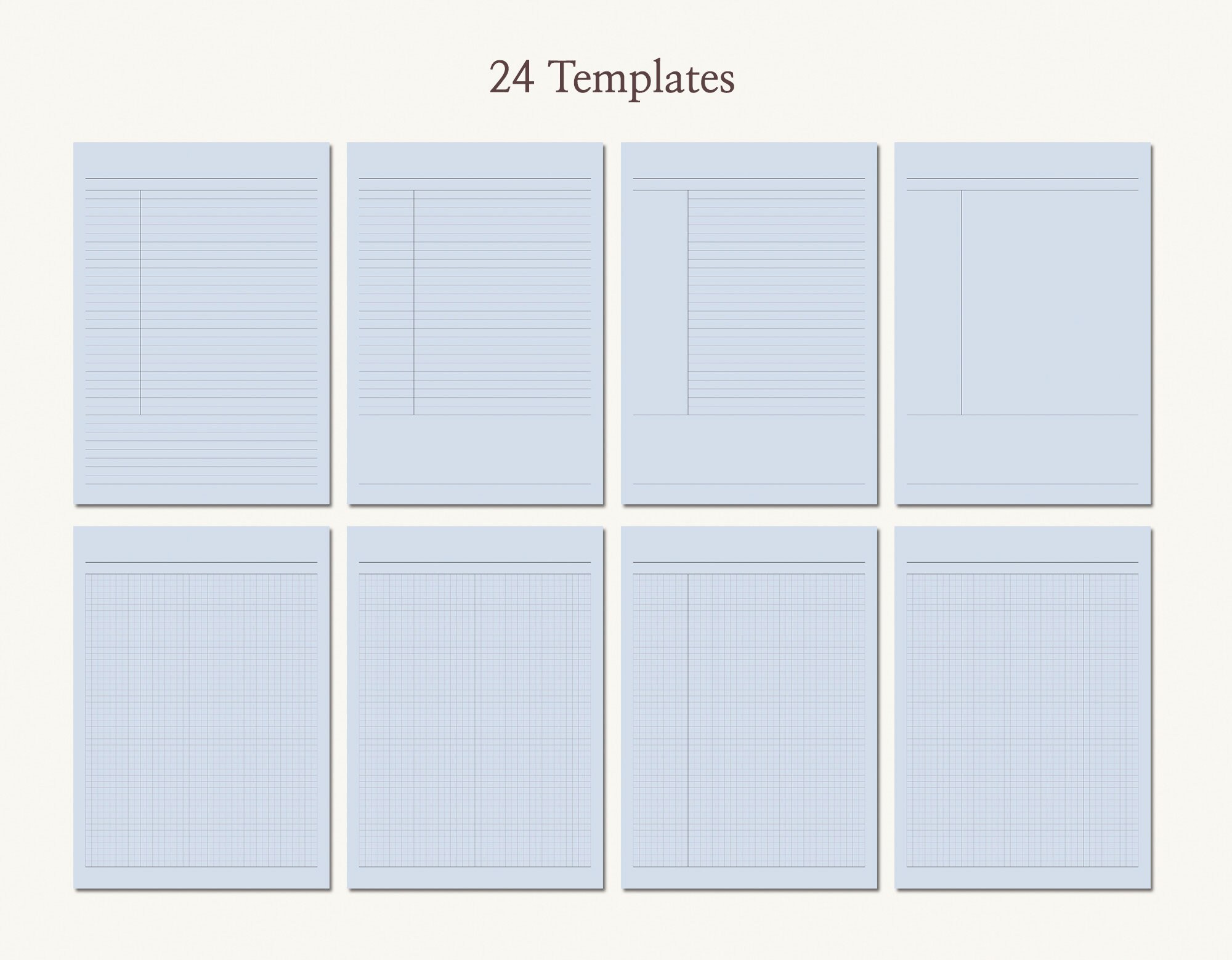 Digital Note Templates for Goodnotes Notability 8 Pastel Colors 24 ...
