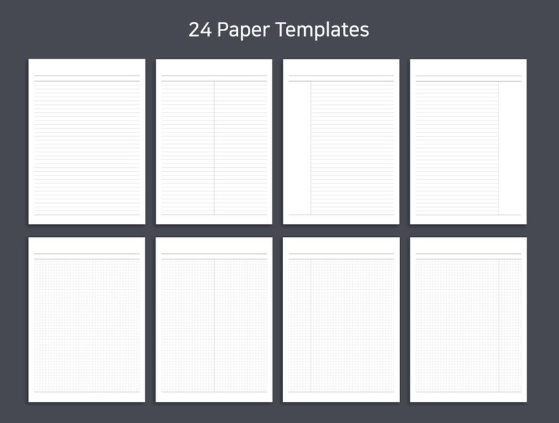24 Digital Note Taking Paper Template for Goodnotes Notability A4 ...