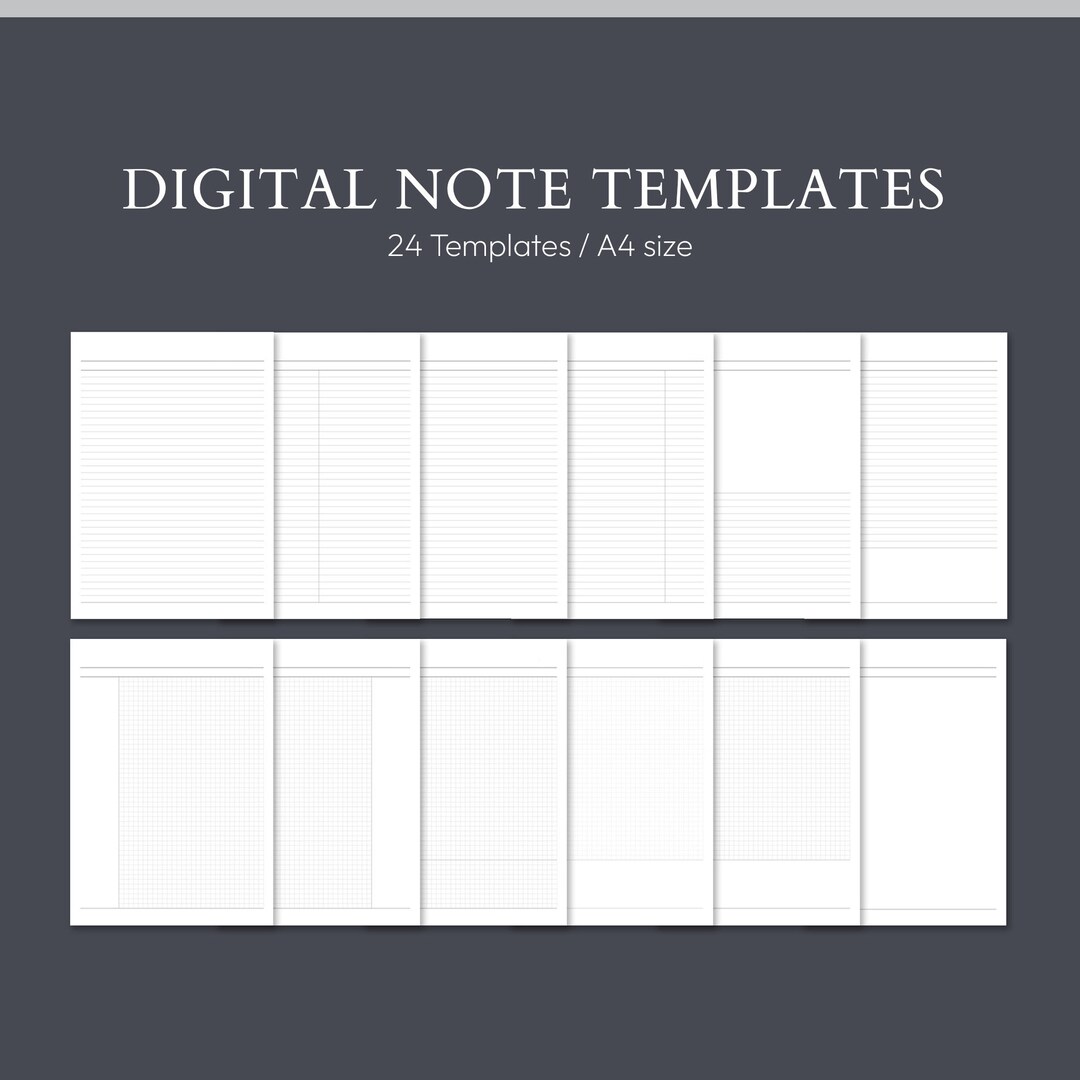 24 Digital Note Taking Paper Template for Goodnotes Notability A4 ...
