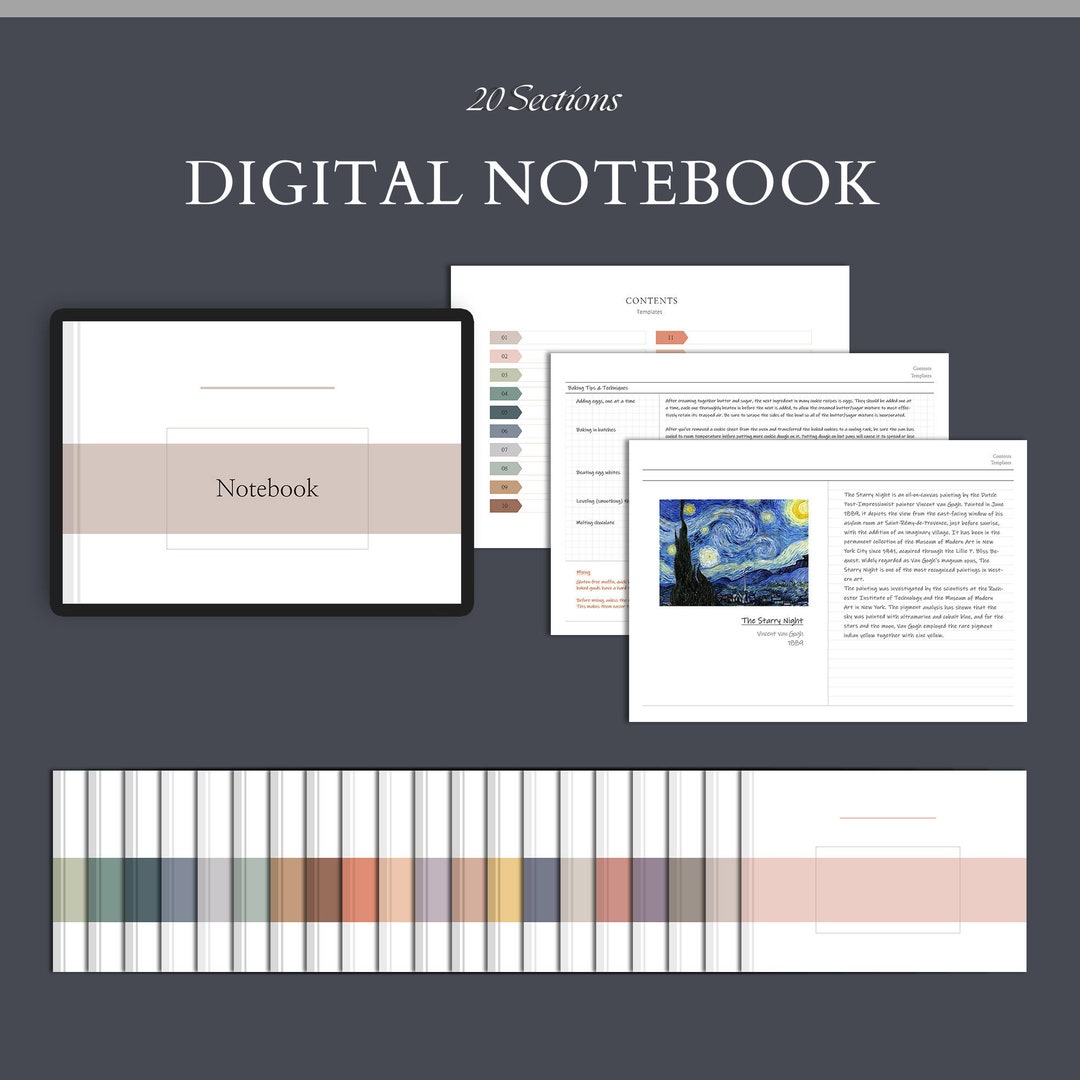 Landscape Digital Notebook With 20 Sections Hyperlinked Notebook ...