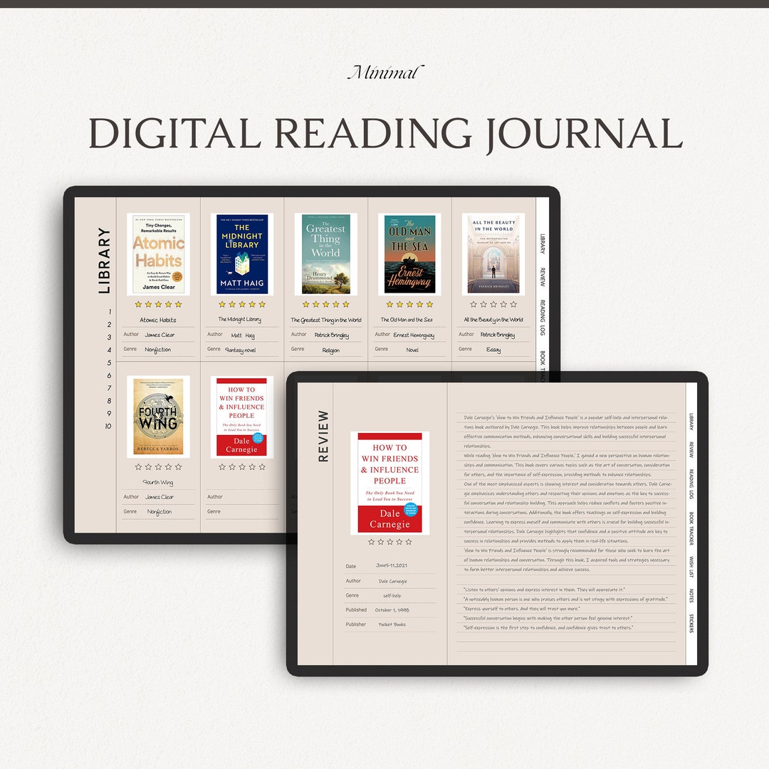 Digital Reading Journal - Light Pink : Book Review & Tracker for ...