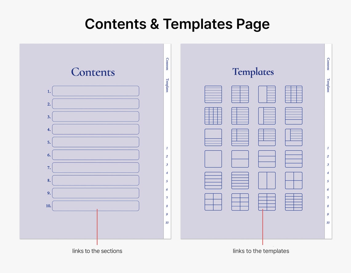 Digital Notebook 10 Colors / 10 Sections / 24 Note Templates ...