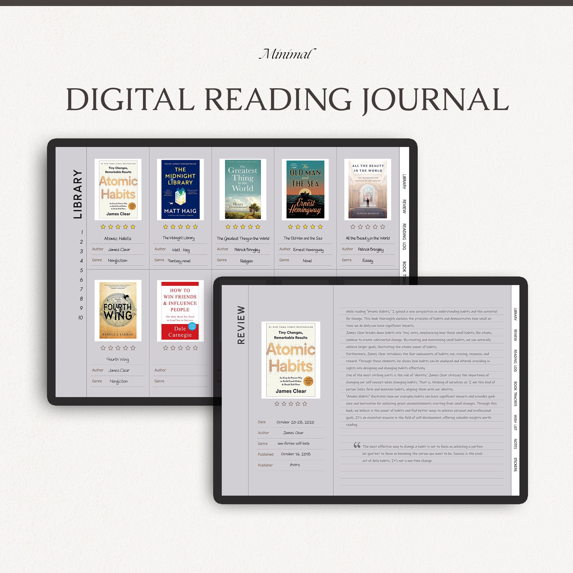 Digital Reading Journal for 100 Books - Violet / Book Review / Book ...