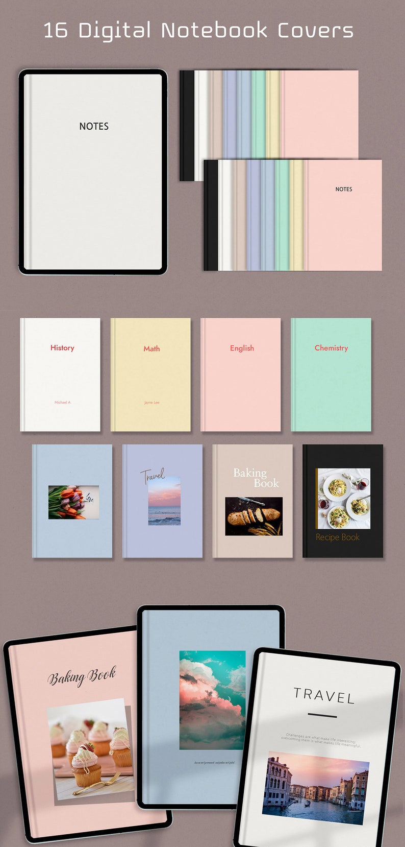 Digital Notebook Covers Goodnotes Notebook Covers Minimal | Etsy