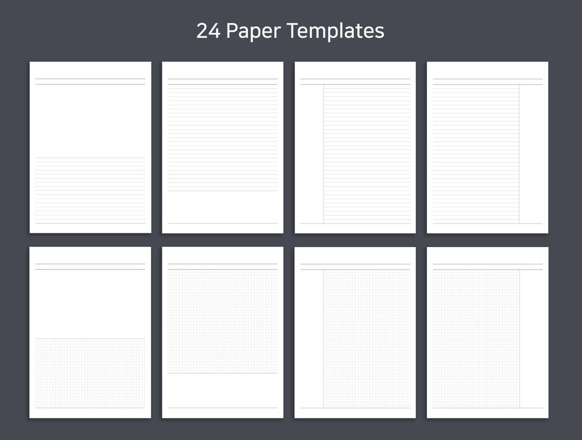 24 Digital Note Taking Paper Template for Goodnotes Notability A4 ...