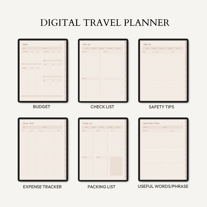 Digital Travel Planner, Goodnotes Travel Planner, Travel Itinerary ...