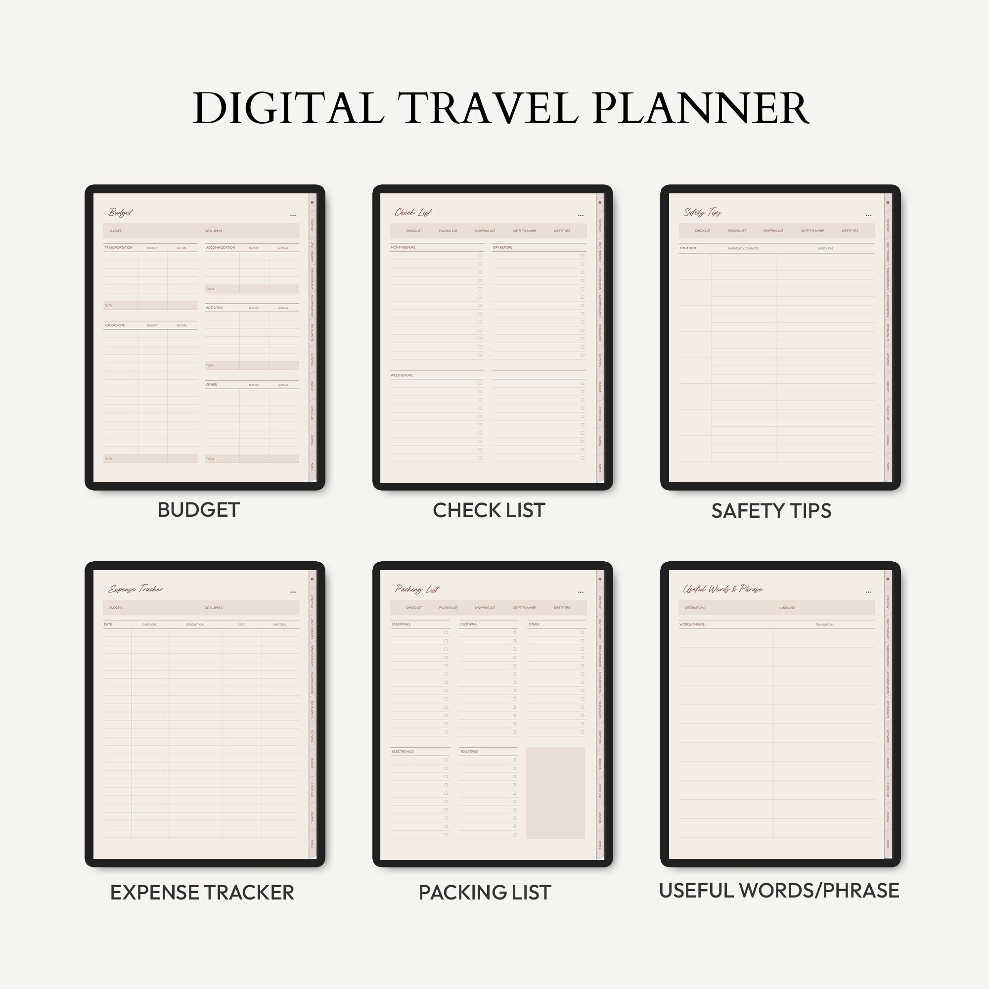 Digital Travel Planner, Goodnotes Travel Planner, Travel Itinerary ...