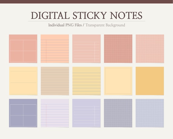 50 Digital Sticky Notes / Postit / Pre-cropped Stickers 3 - Etsy