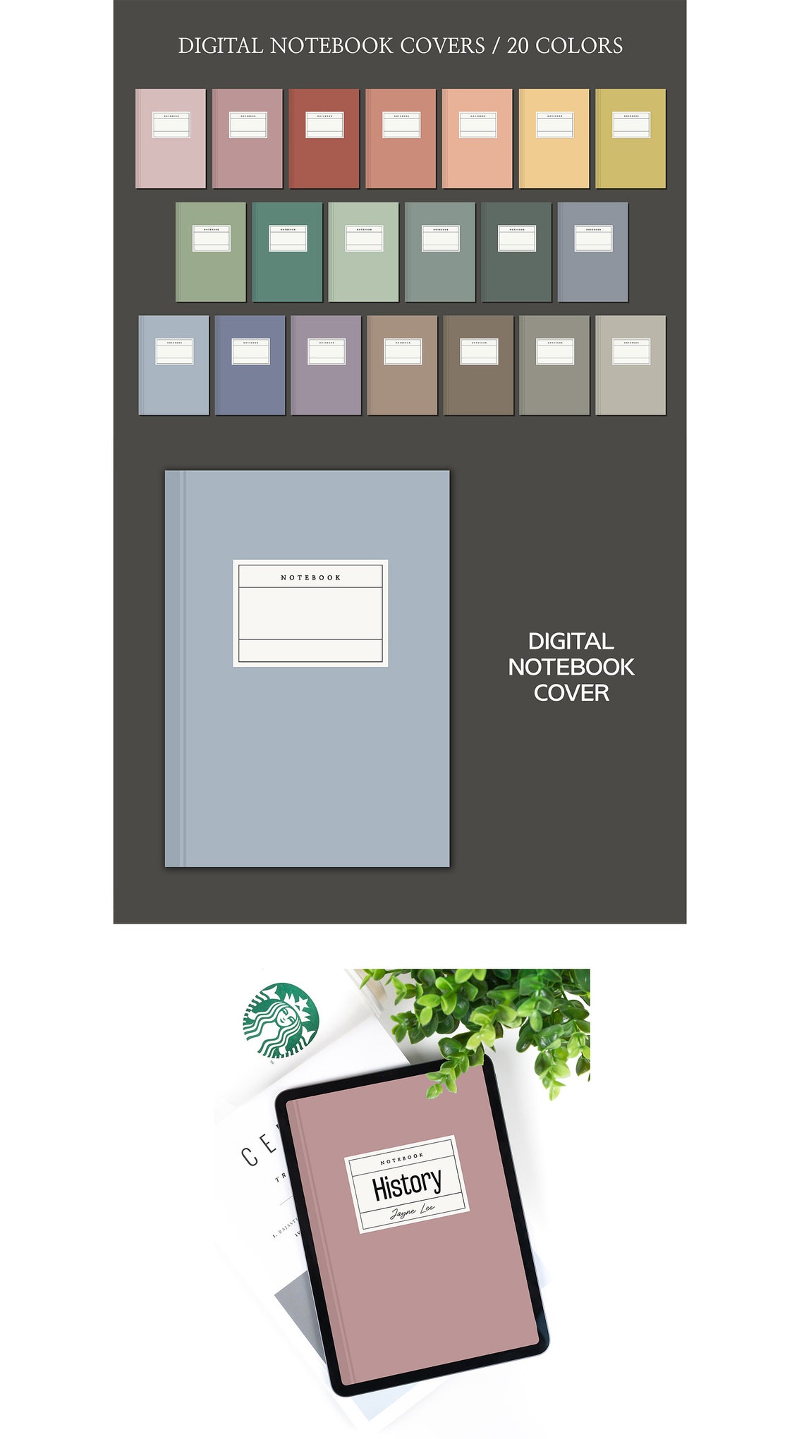 20 Digital Notebook Covers Goodnotes Notebook Covers Minimal - Etsy