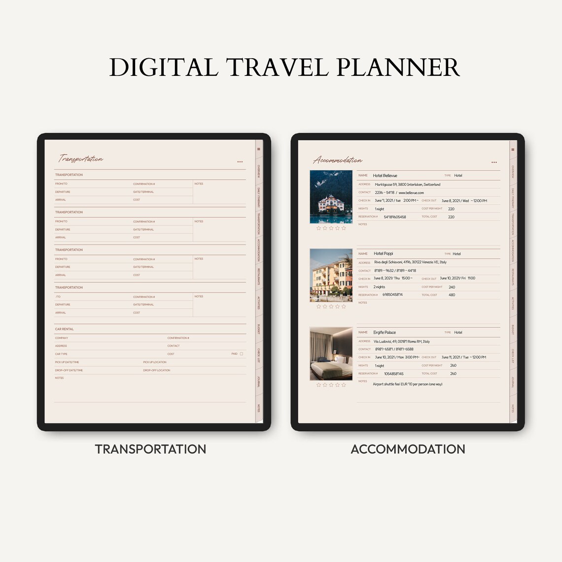 Digital Travel Planner: Trip Itinerary PDF Templates for Goodnotes ...
