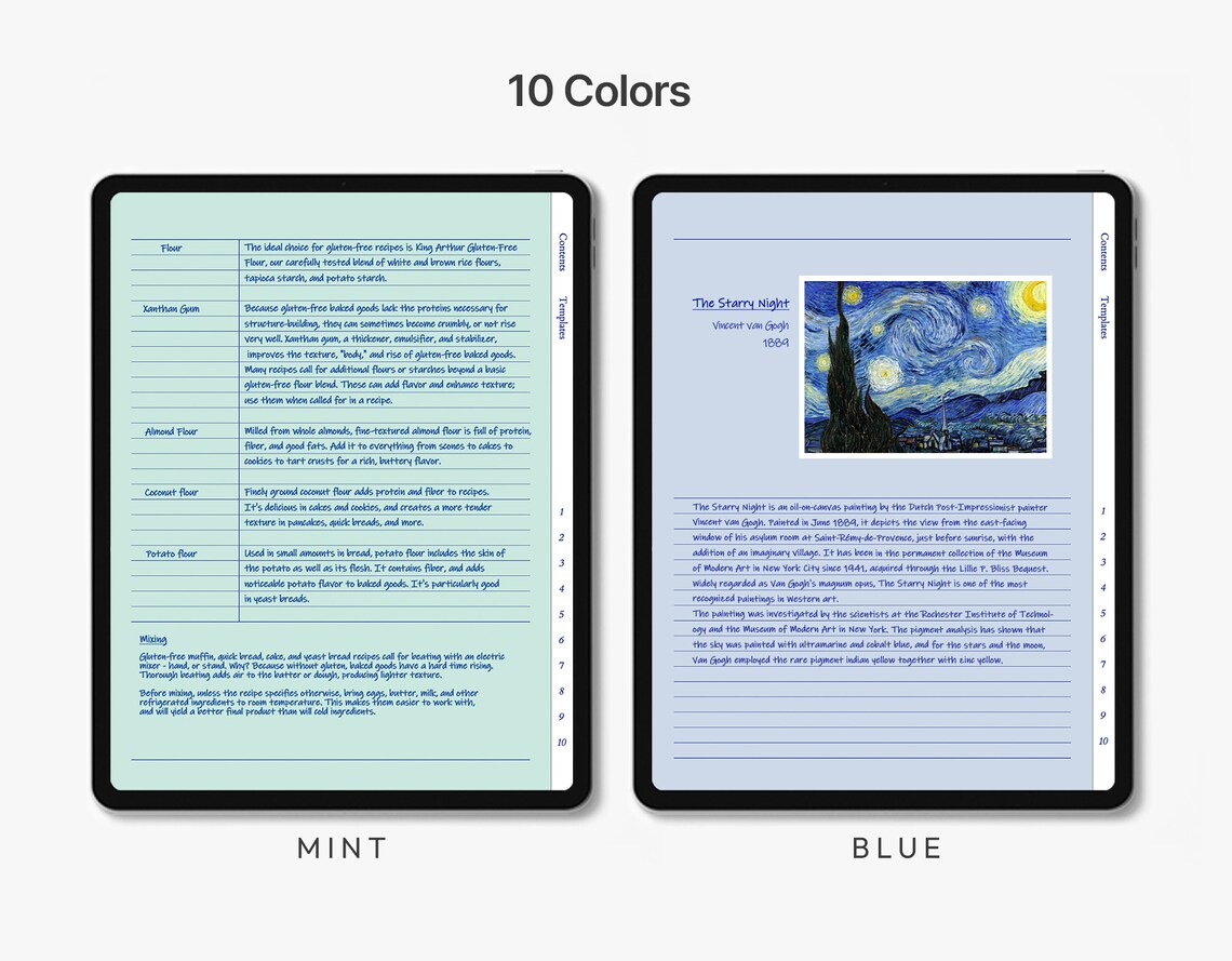 Digital Notebook: 10 Colors, 10 Sections, 24 Templates for Goodnotes ...
