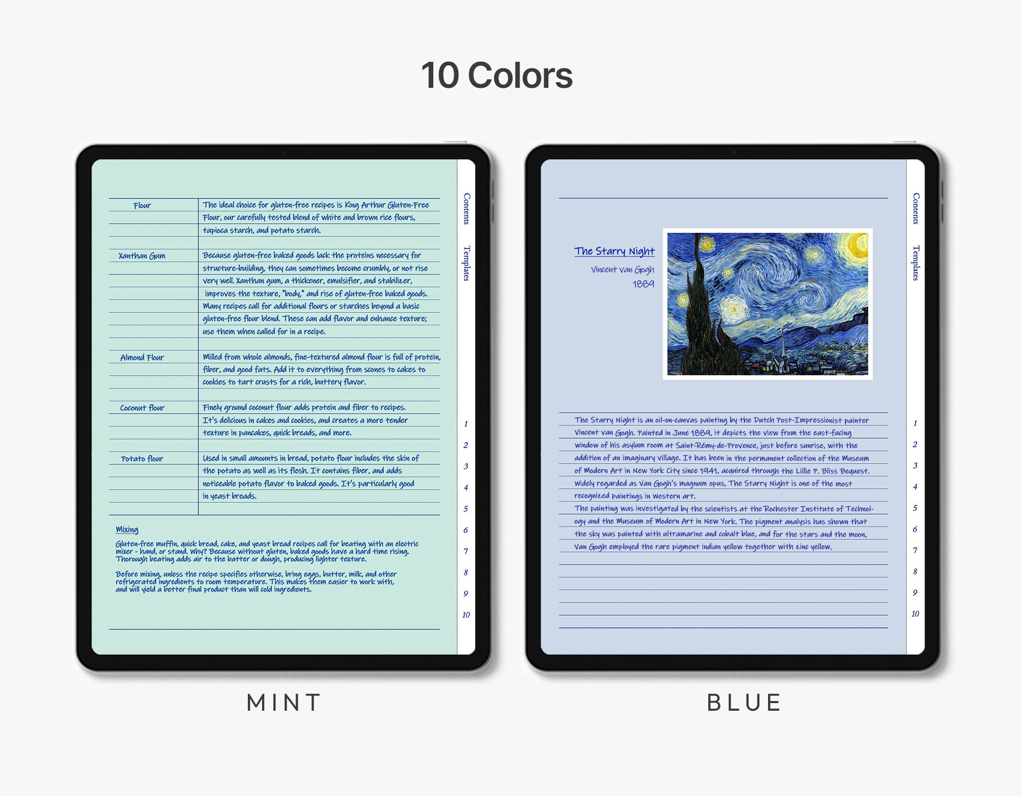 Digital Notebook 10 Colors / 10 Sections / 24 Note Templates ...