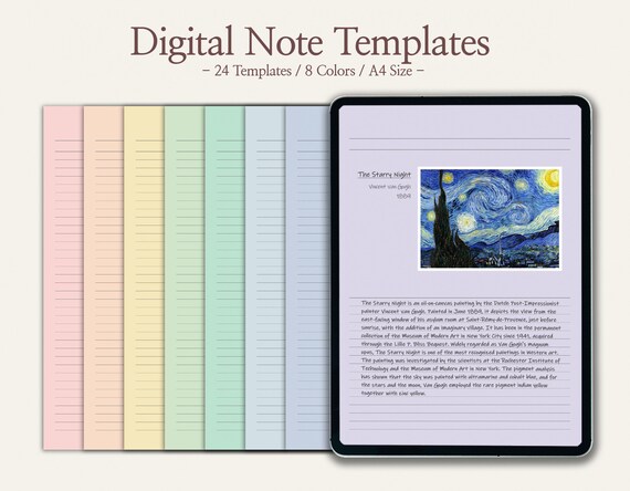 Digital Note Templates for Goodnotes Notability 8 Pastel | Etsy