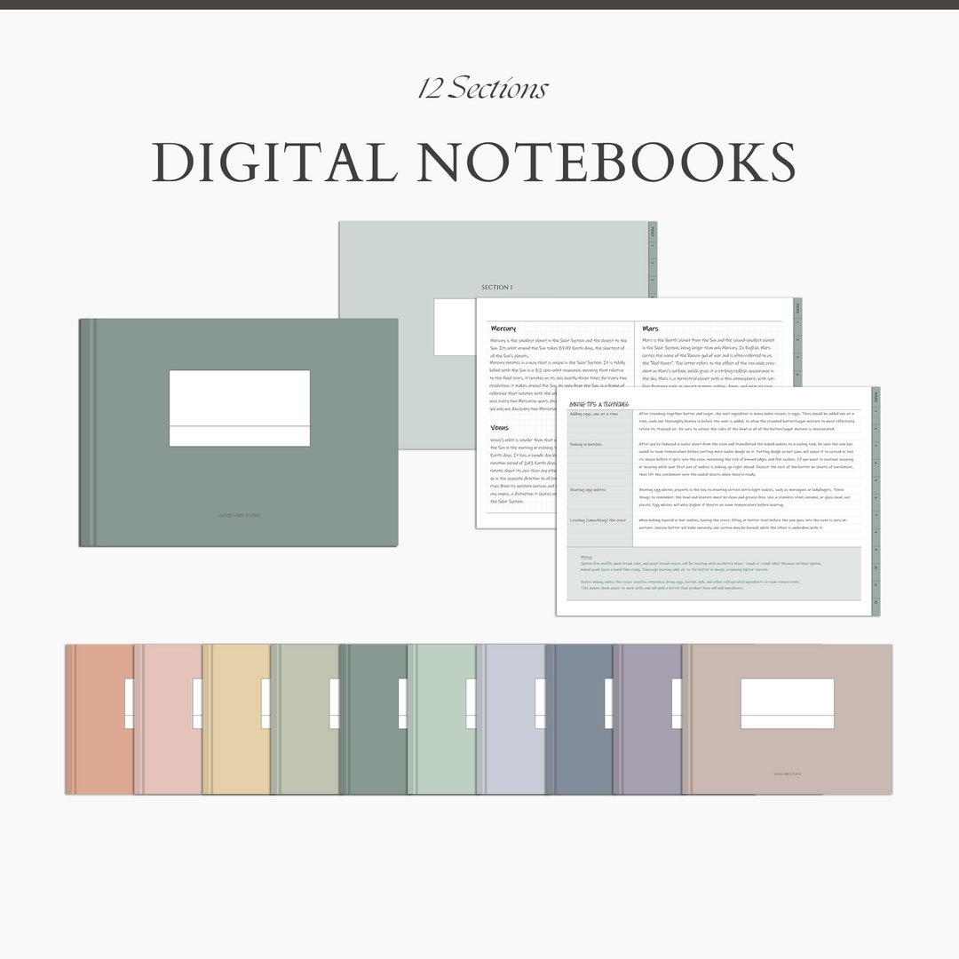 10 Digital Notebooks Landscape Horizontal Notebook Goodnotes Notability ...