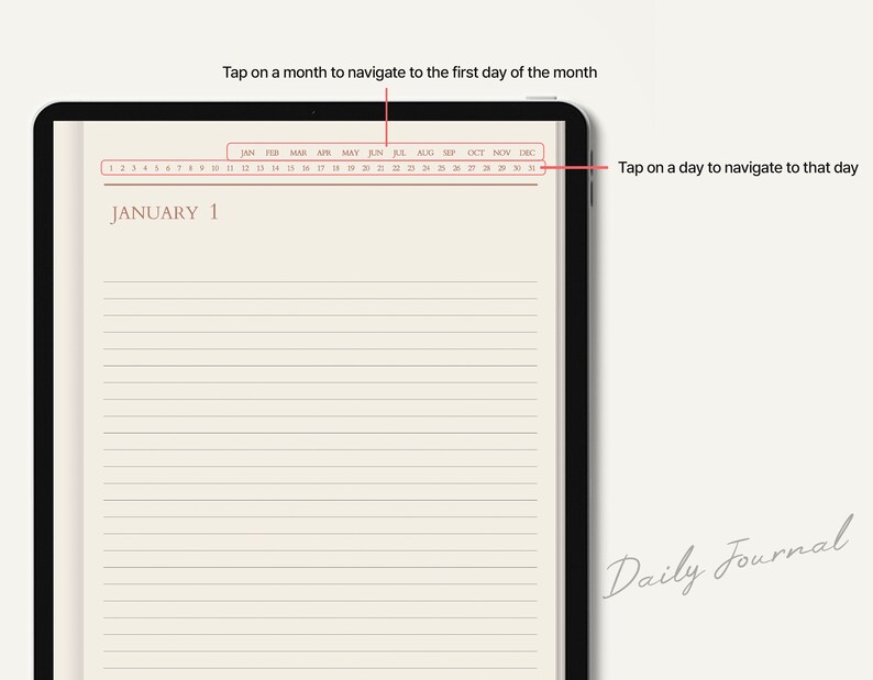 Digital Daily Journal / Goodnotes iPad / Digital Diary / Hyperlinked ...