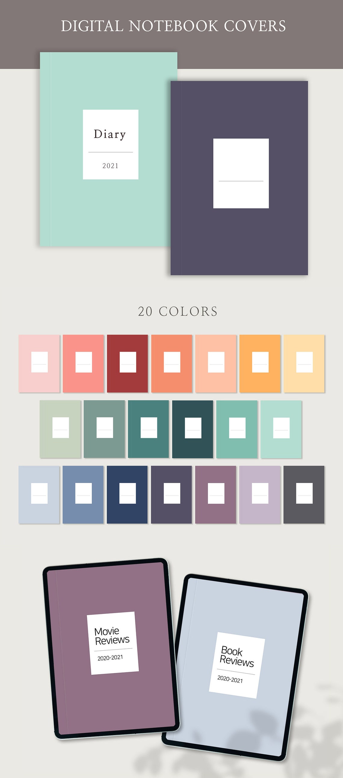 20 Digital Notebook Covers Goodnotes Notebook Covers Minimal Notebook ...