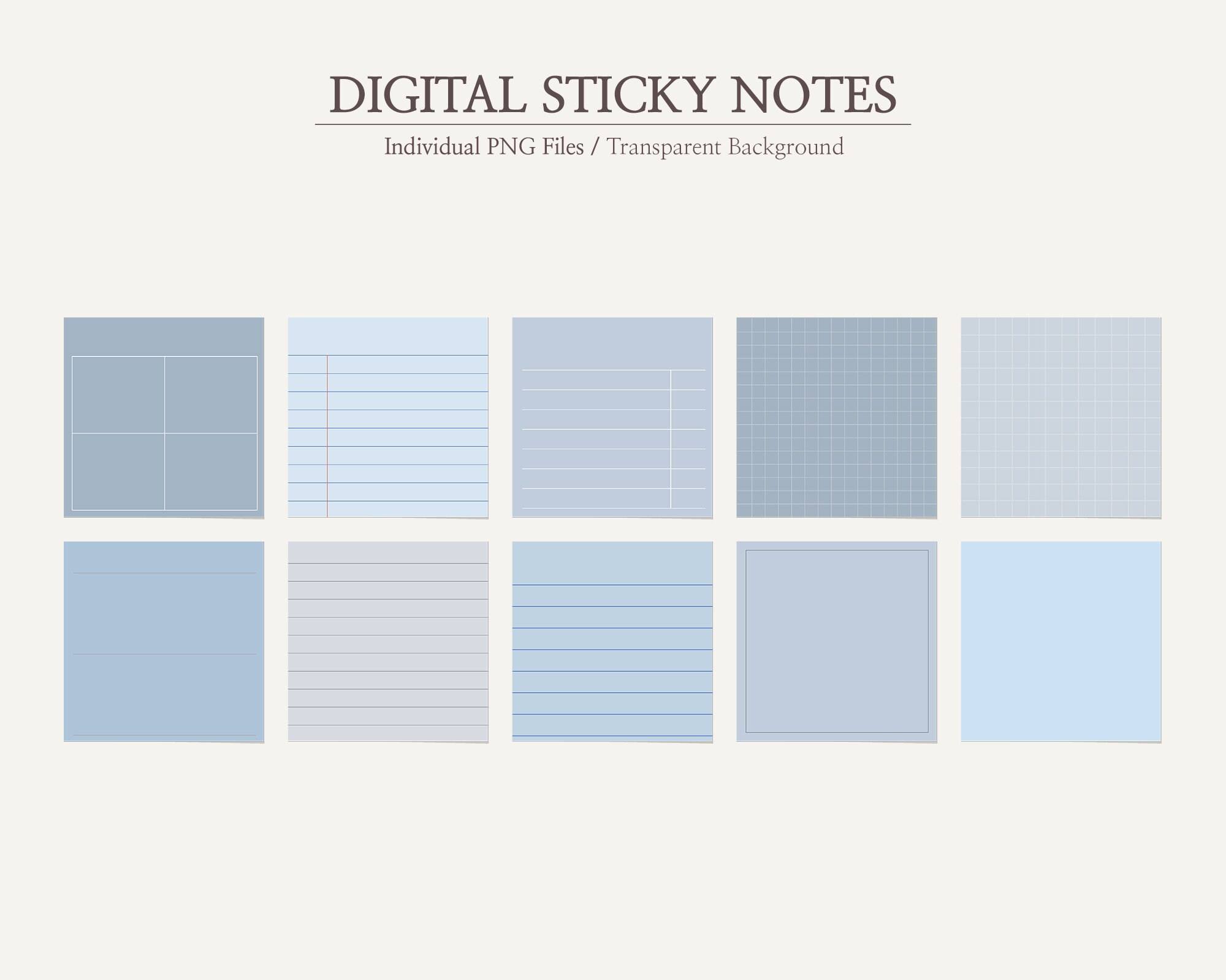 50 Digital Sticky Notes / Postit / Pre-cropped PNG Stickers #3 - Etsy