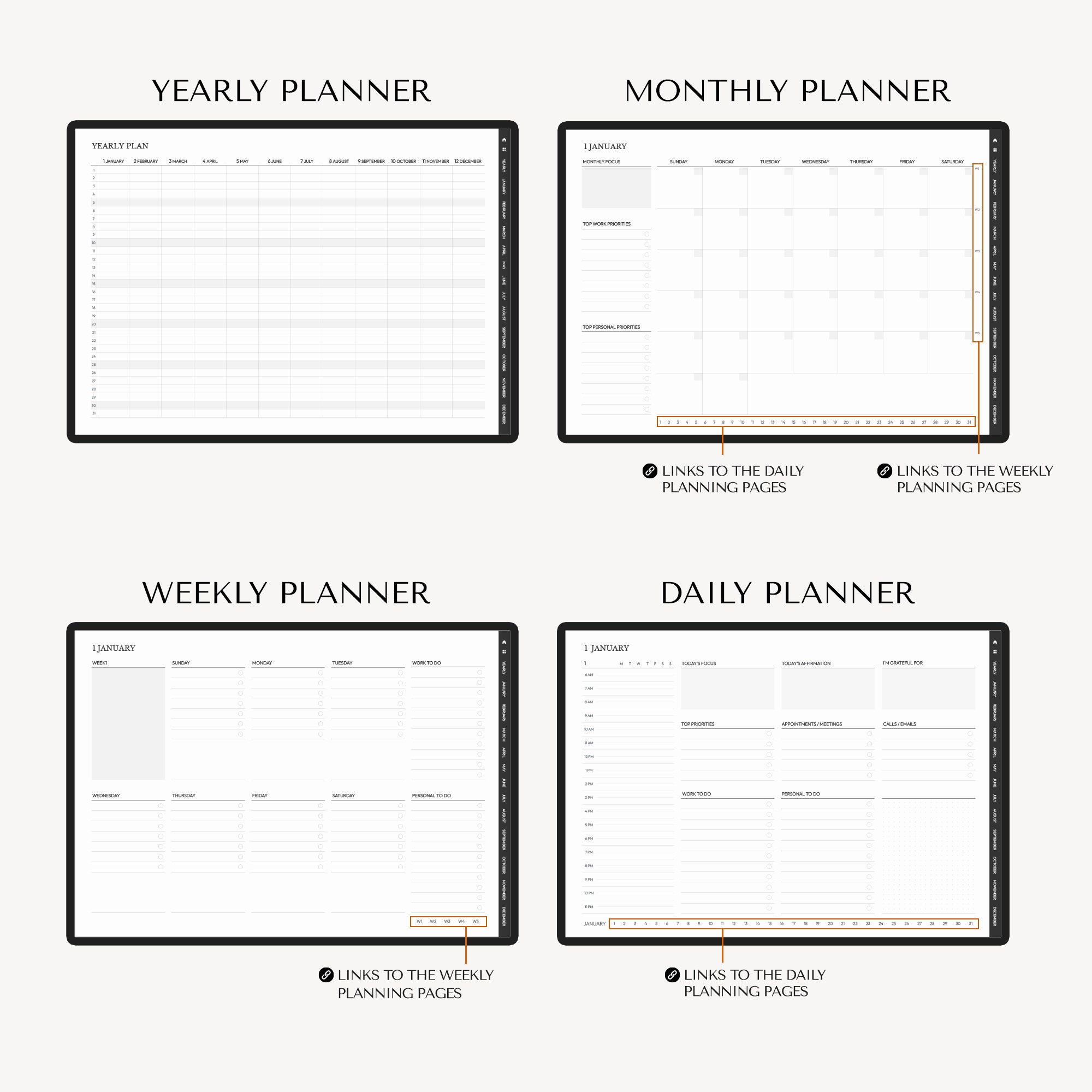 Undated Digital Work-life Balance Planner | Office & Task Organizer ...