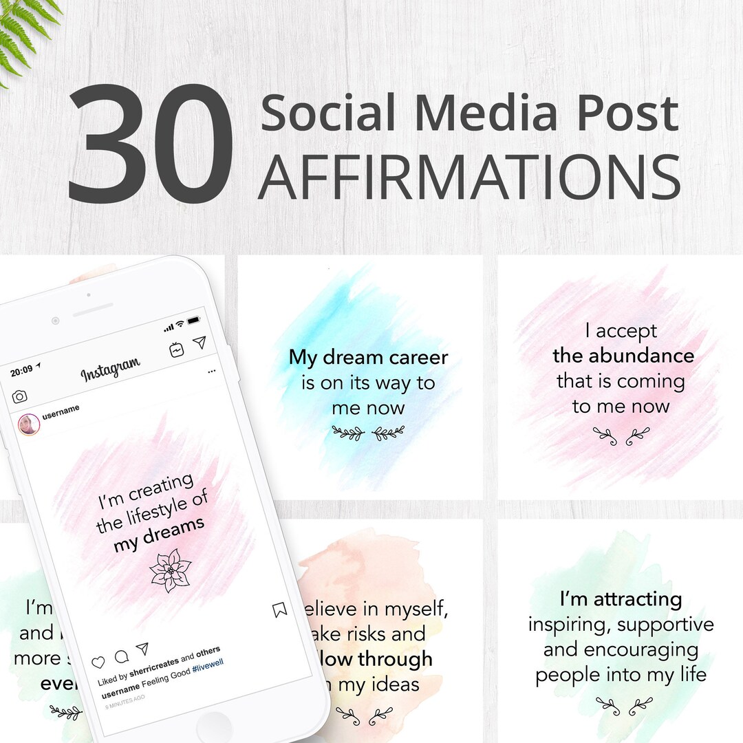 Affirmation Posts for Instagram and Facebook With Professional Graphic ...