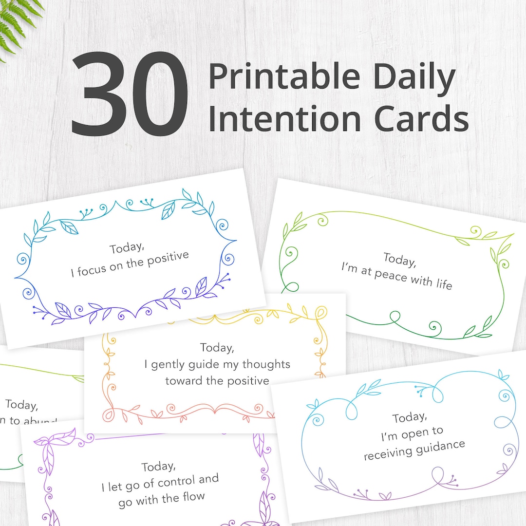 Daily Intention Affirmation Cards set of 30 Printable - Etsy