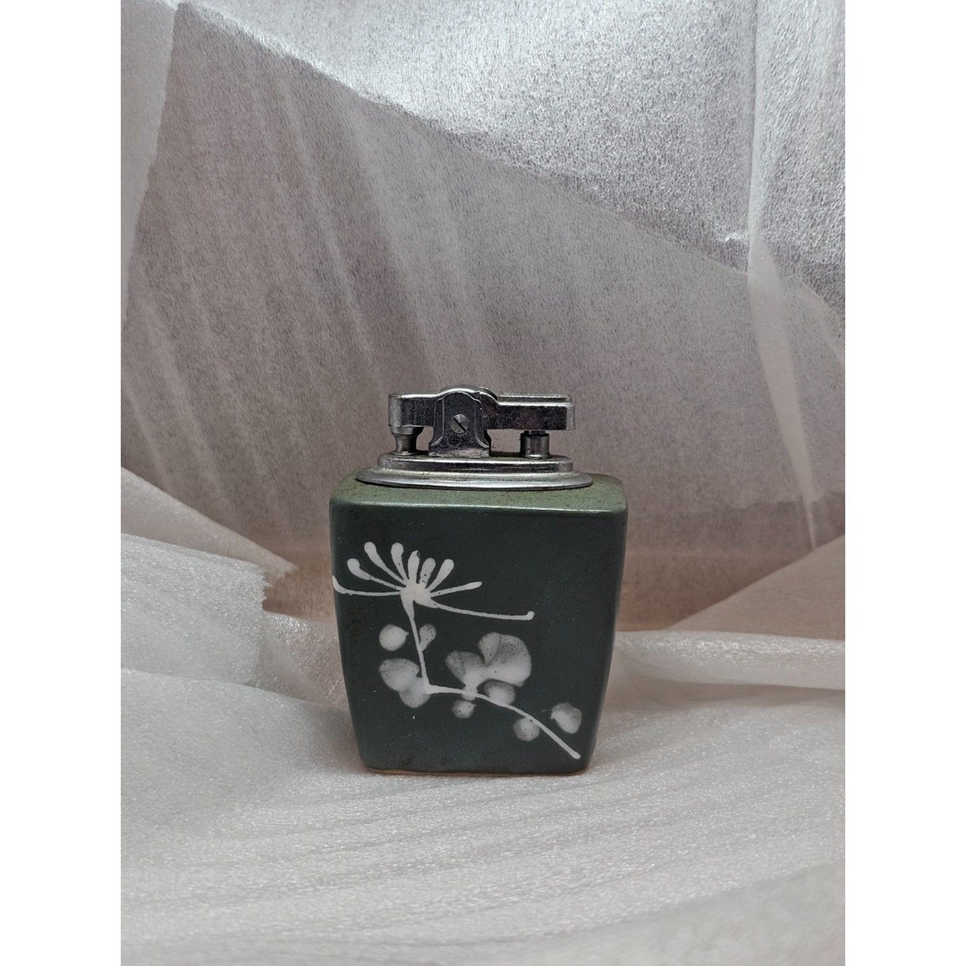 Vintage Japan Working Ceramic Table Butane Lighter Gray/green - Etsy